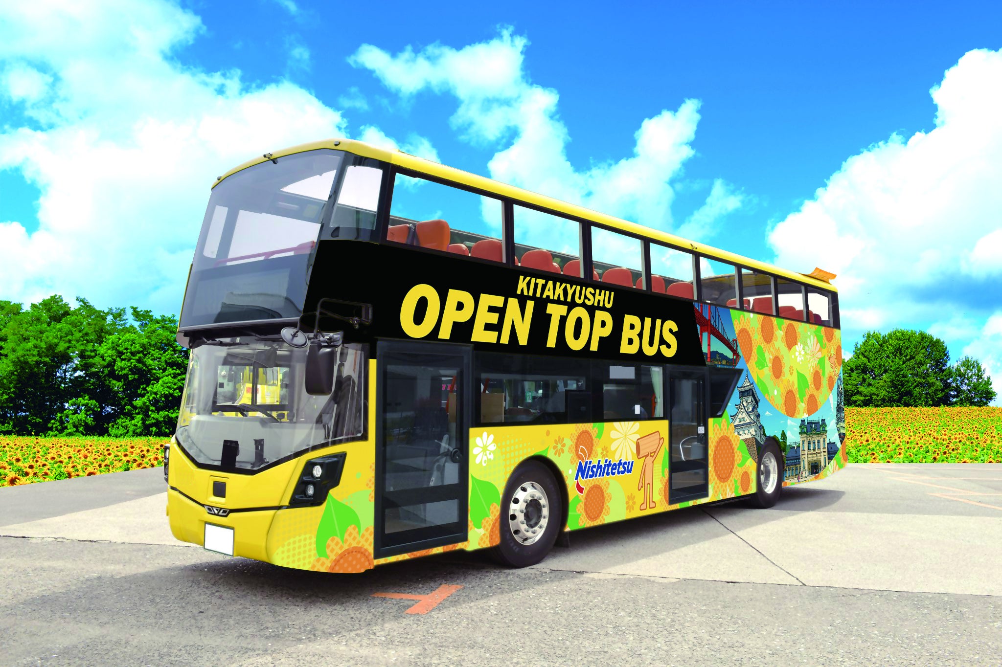 KITAKYUSHU OPEN TOP BUS Launches, Touring Kokura Castle, Mojiko Retro ...